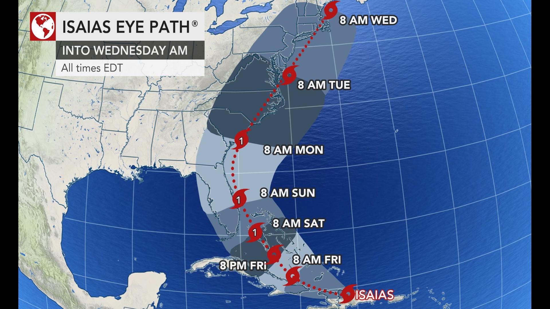 Hurricane Isaias on track to make run along southeastern US coast ...