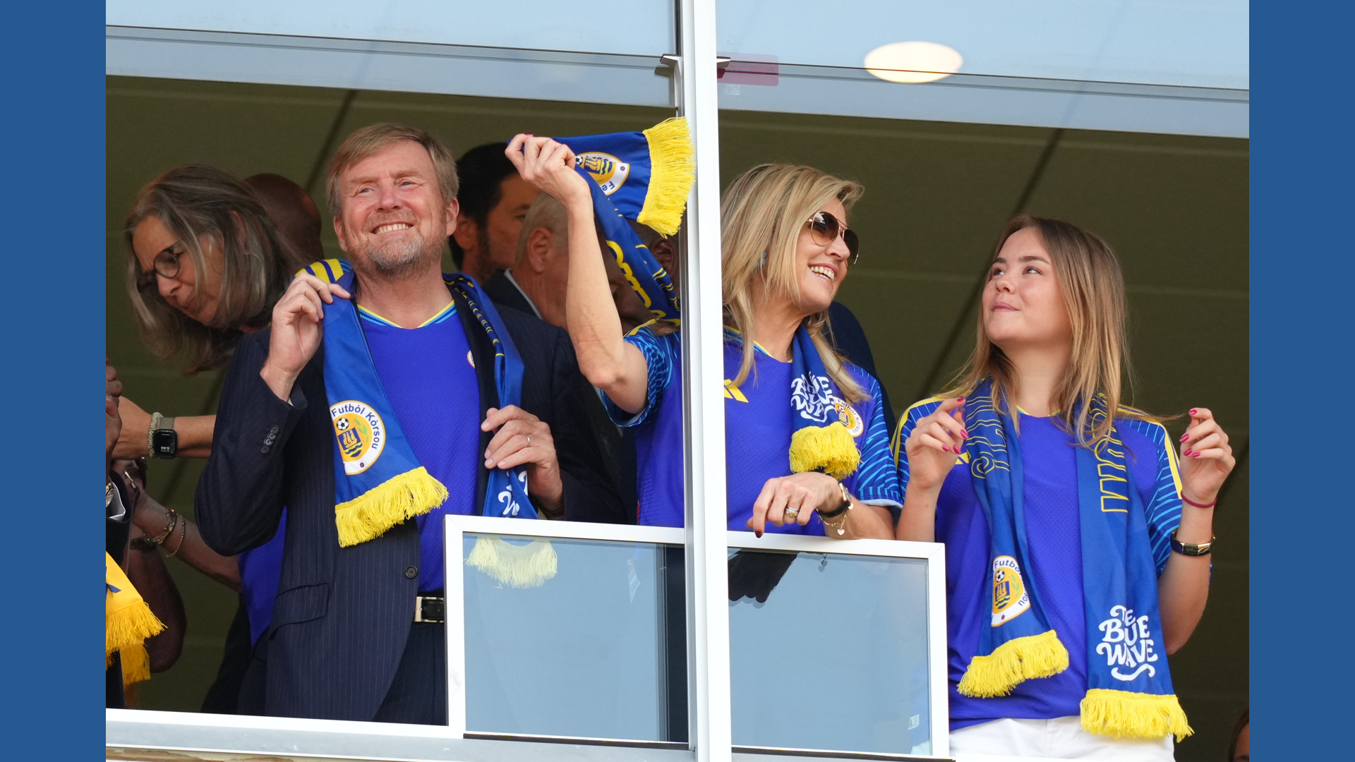 Dutch royals swap orange for blue as they cheer for the Netherlands ...