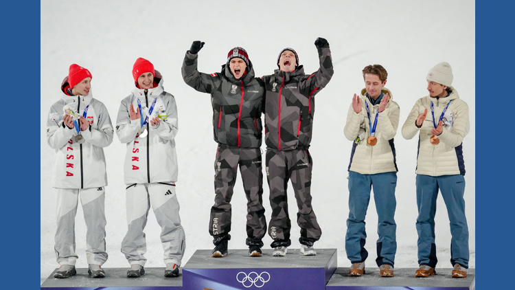 Austria wins gold in 1st Olympic men's super team ski jump as event is ...