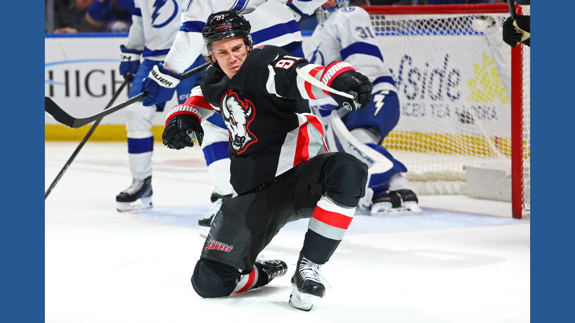 Josh Doan opens and closes scoring in the Sabres' wild and feisty 8-7 ...