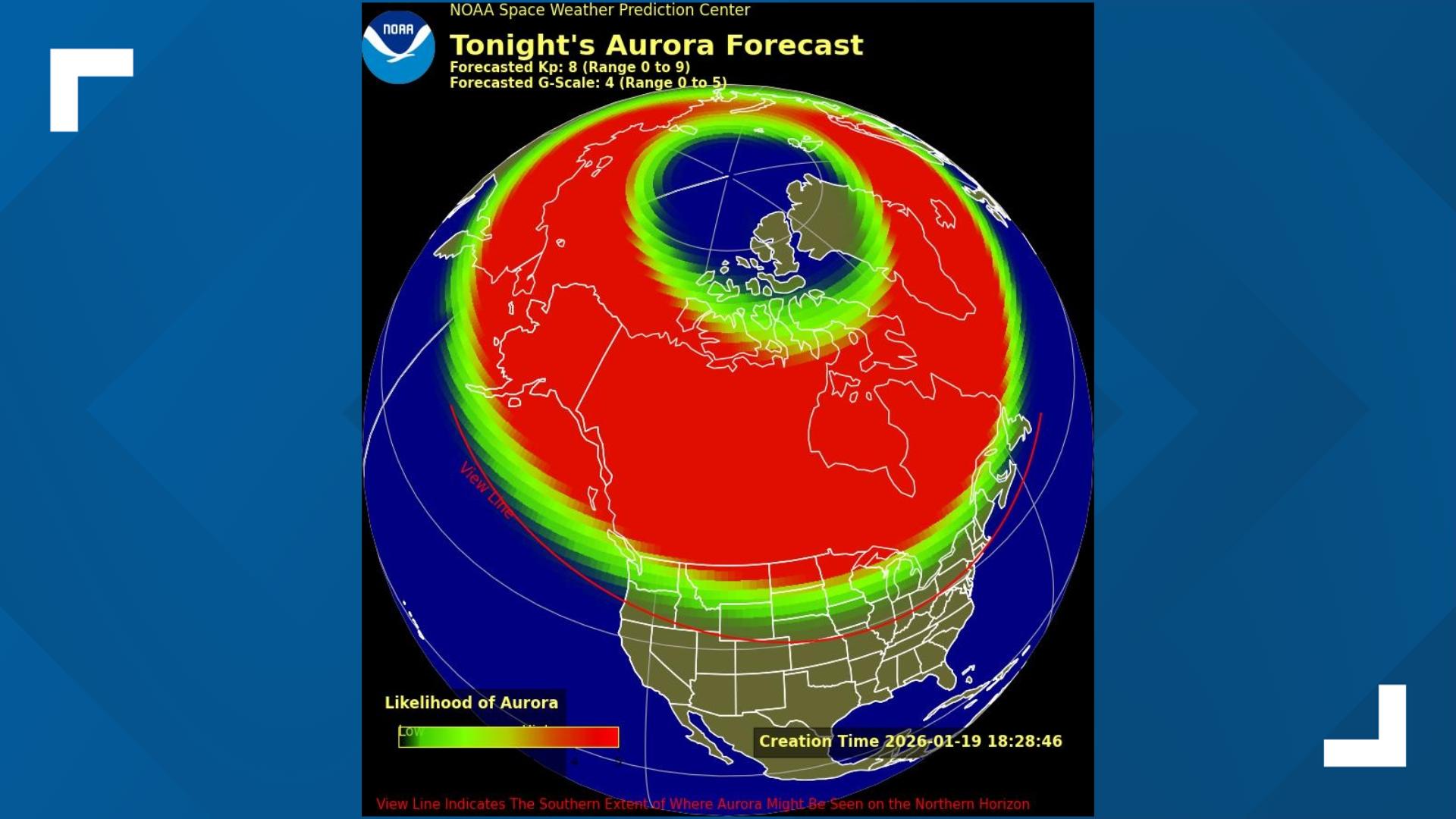 Northern lights could be on display Monday across several states ...