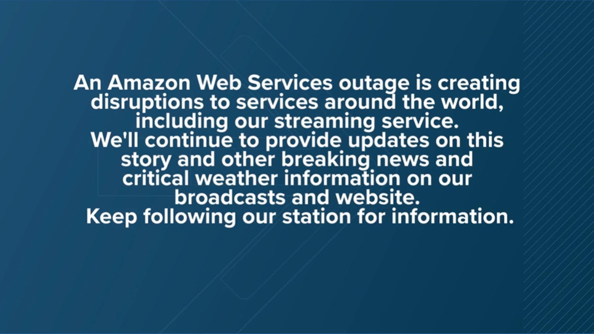 AWS outage impacting this station's streaming service | 10tv.com
