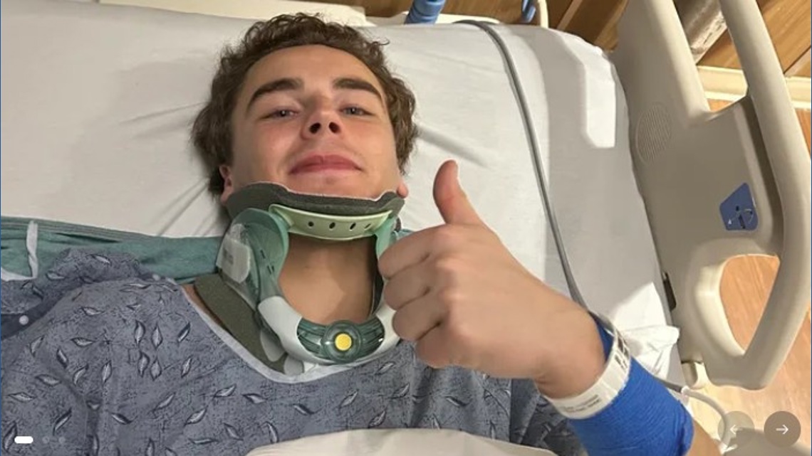 Hockey player who suffered serious spine injury gives 'glory to God ...