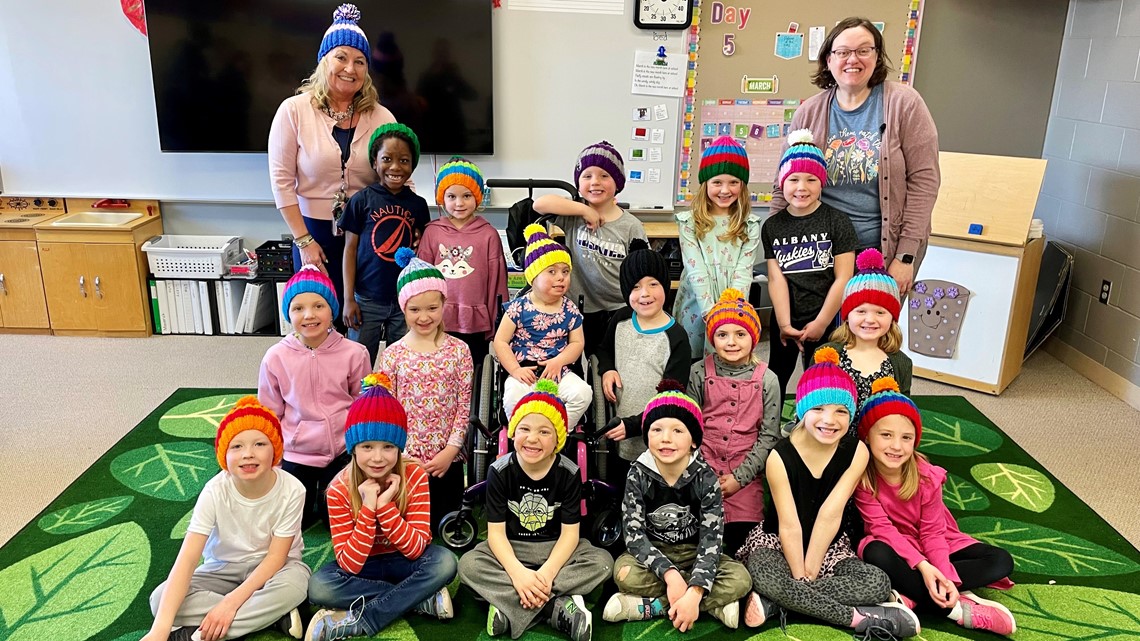 Teacher knits hats for students based on their designs | wthr.com