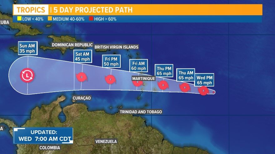 Tropical Storm Bret chugs toward eastern Caribbean | 12newsnow.com