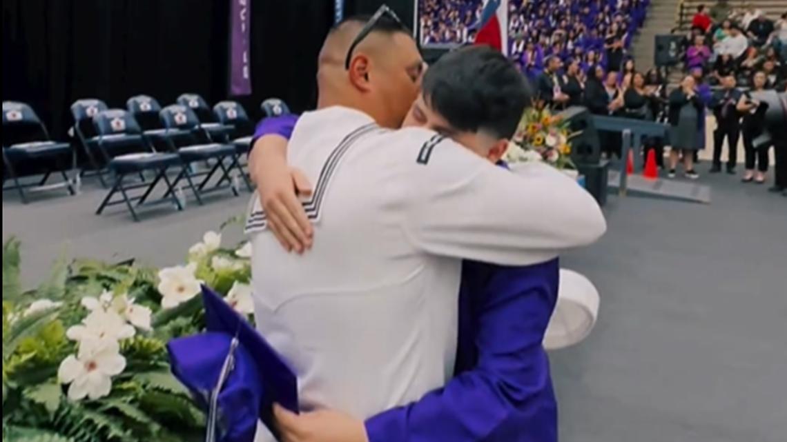 WATCH: Naval service member surprises son at Texas graduation ...