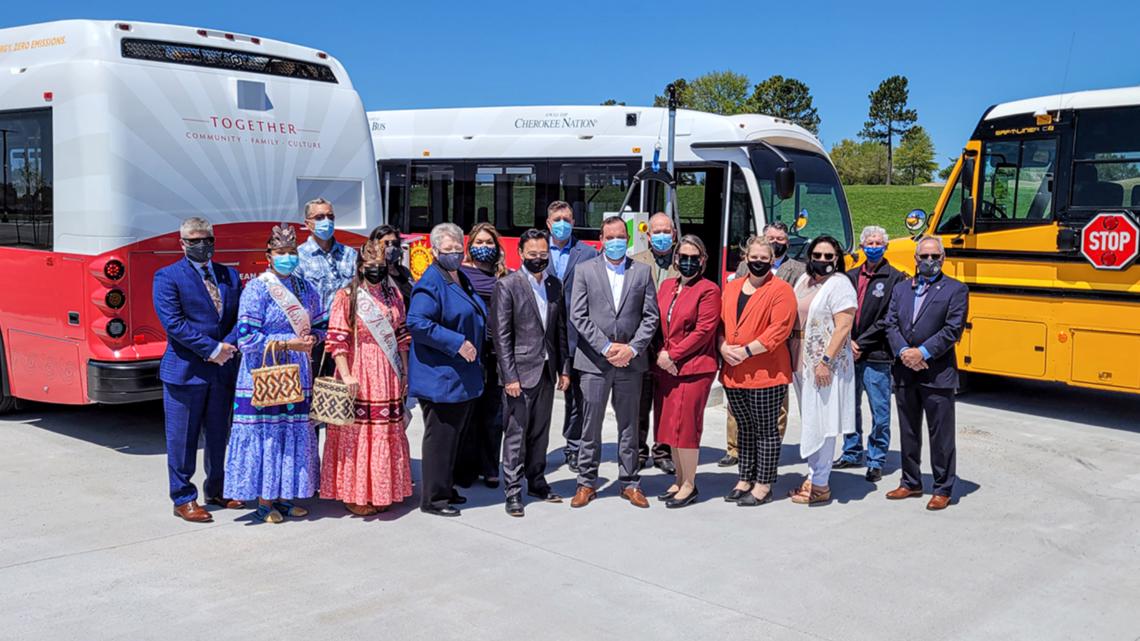 Cherokee Nation unveils first electric school bus in Oklahoma ...