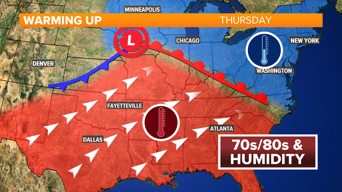 Big warm-up coming for the eastern half of the US as southerly winds ...