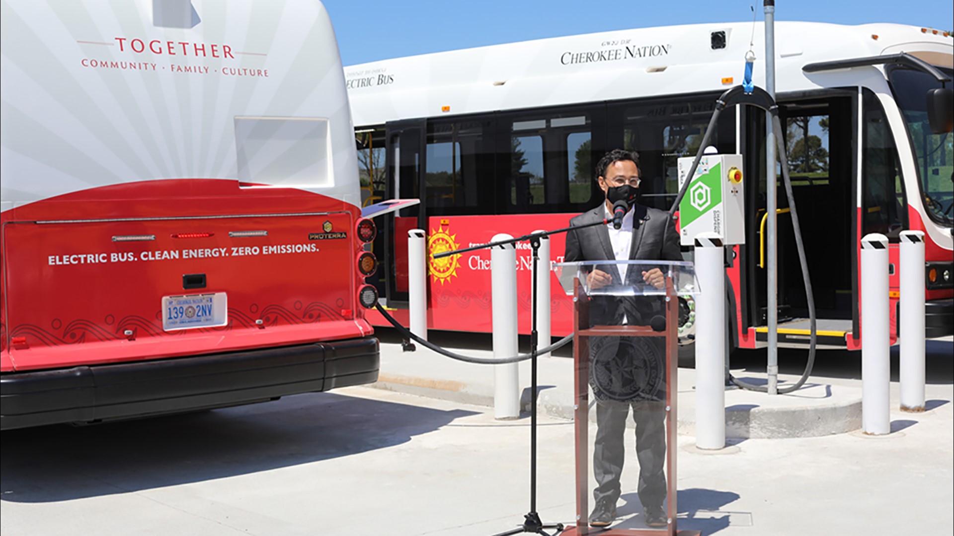 Cherokee Nation unveils first electric school bus in Oklahoma ...