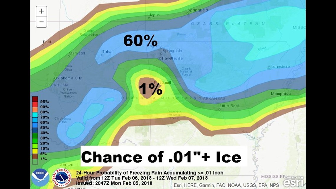 Ice Accumulation Forecast Maps For Northwest Arkansas Tuesday Night ...