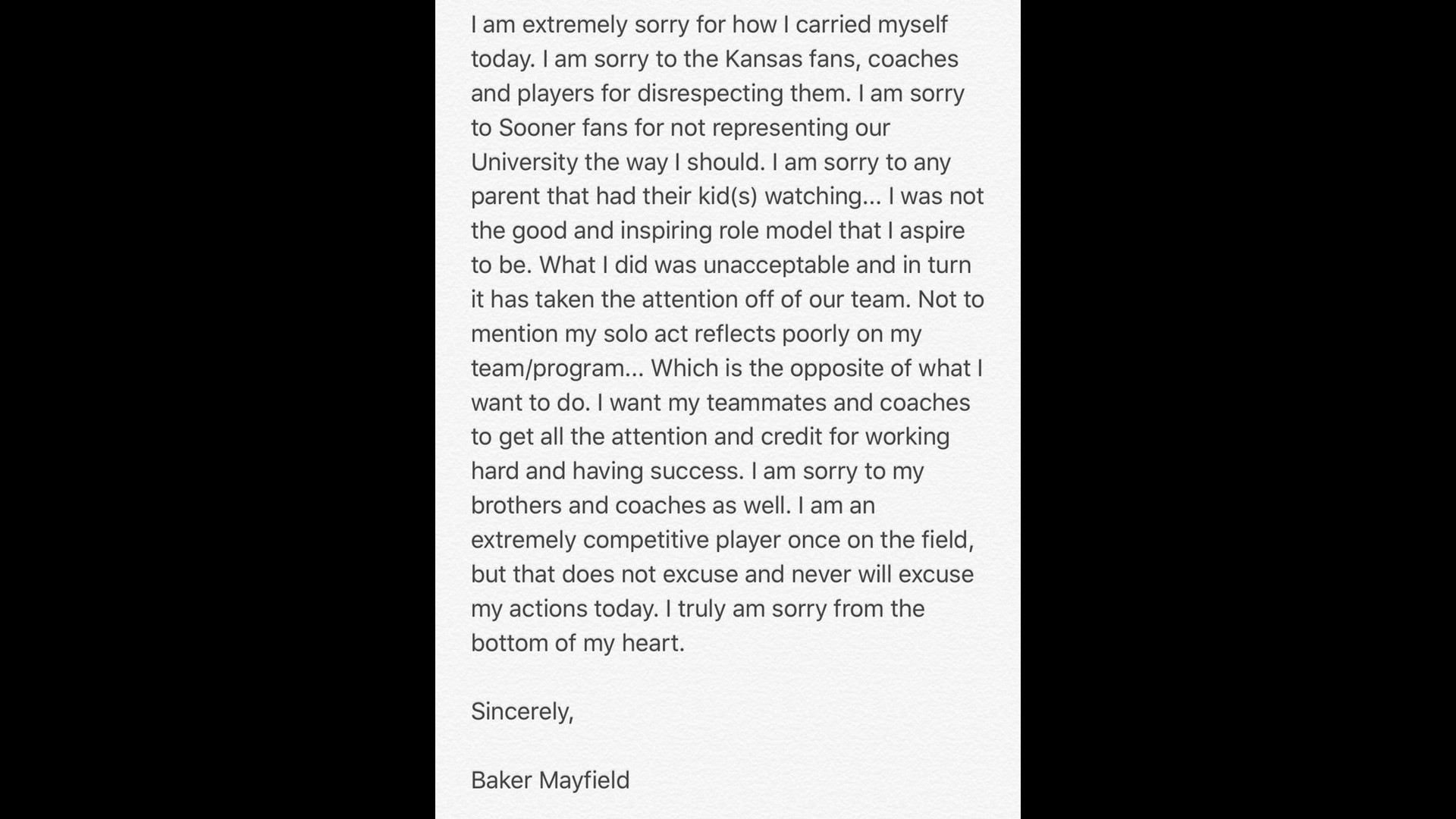 OU’s Mayfield Issues Apology For Taunting Kansas With Crotch Grab ...