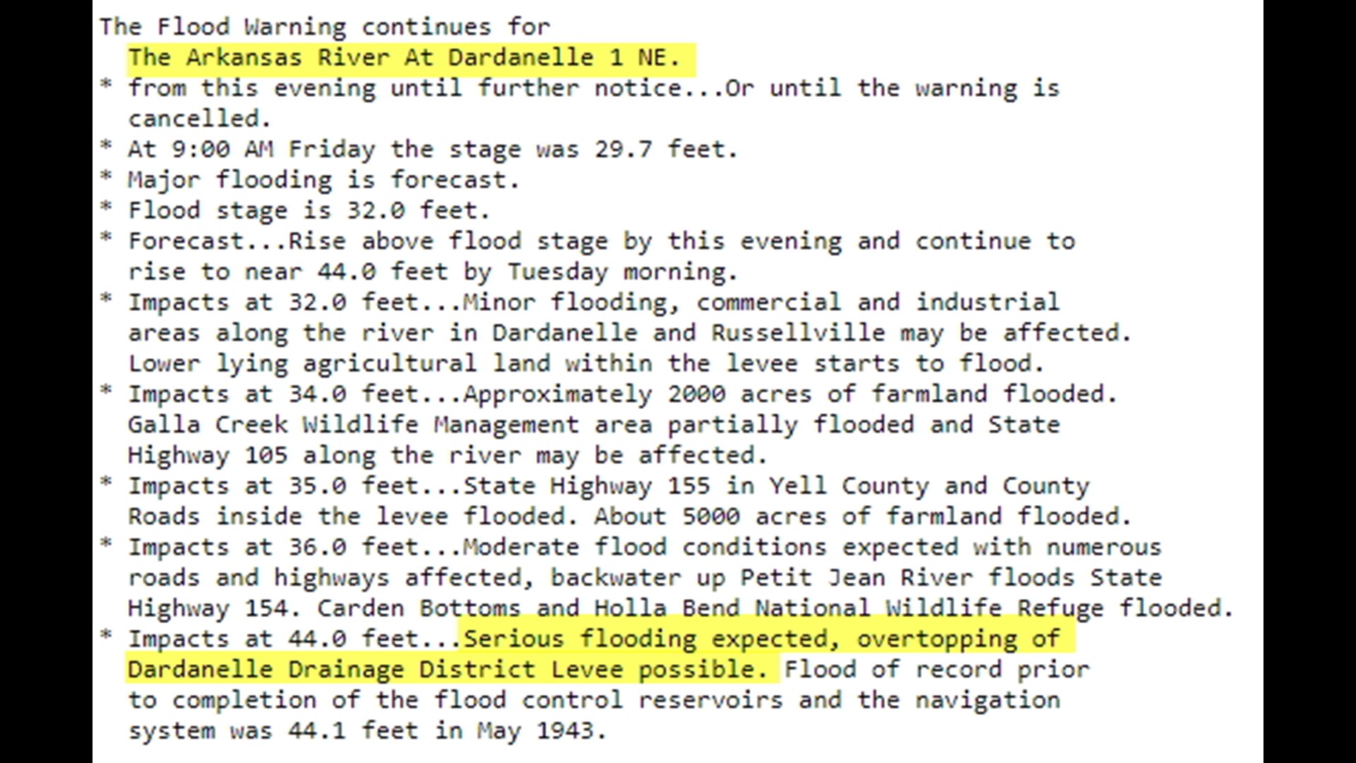 NWS Flood Warnings Bulletins & Links | 5newsonline.com