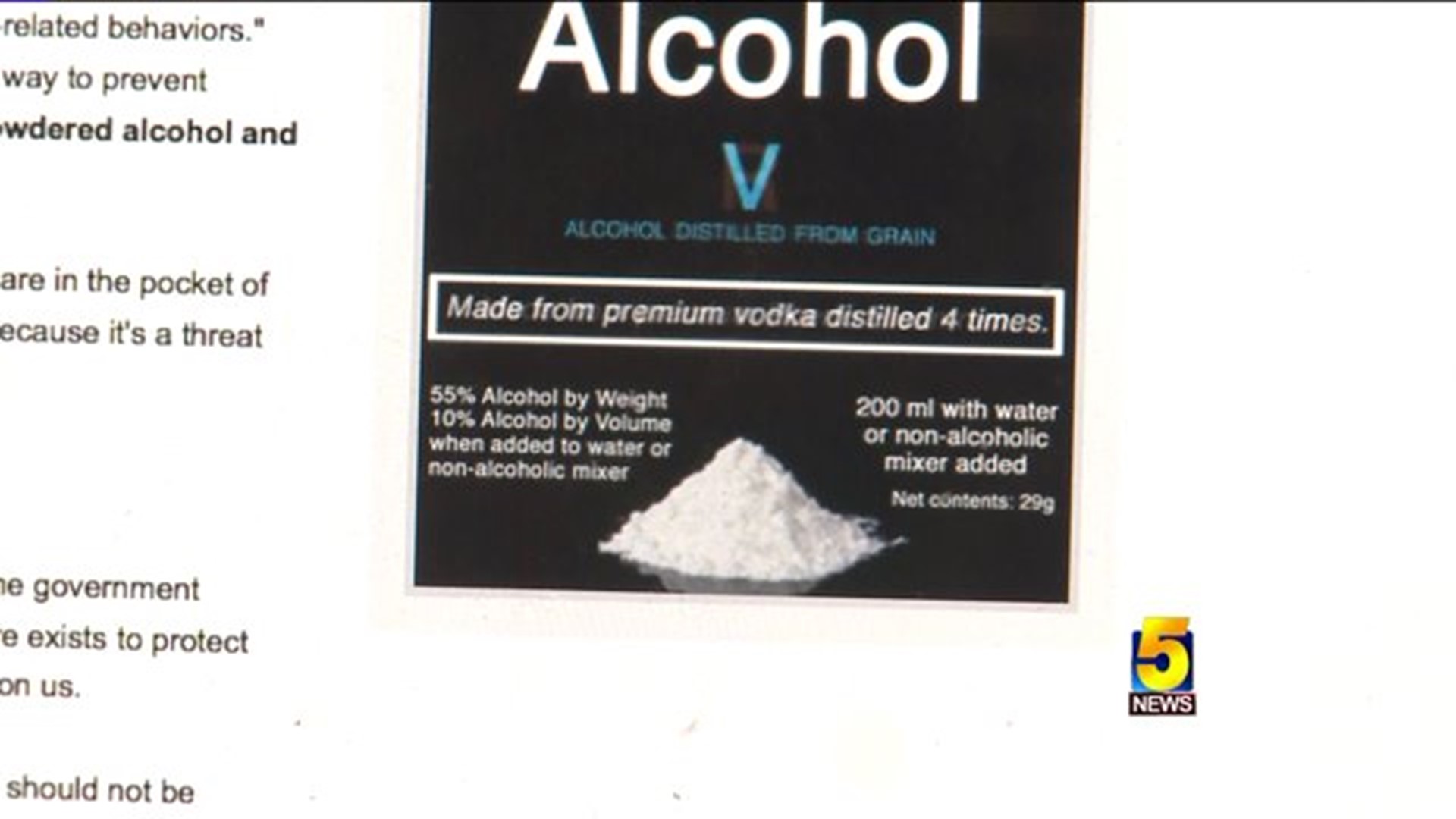 Powdered Alcohol Could Hit Store Shelves By Summer | 5newsonline.com
