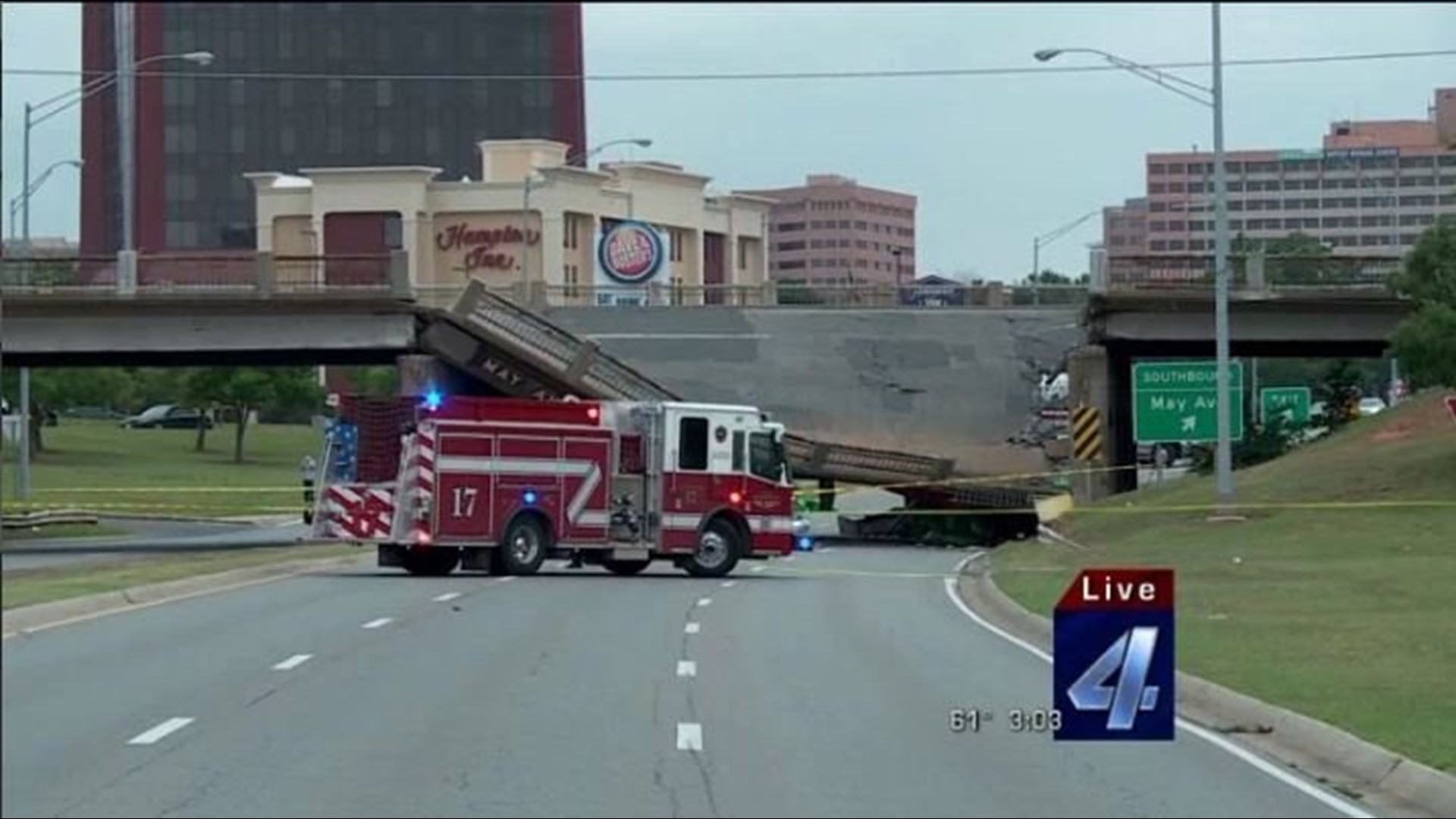 Oklahoma Bridge Collapses After Struck By Semi Truck