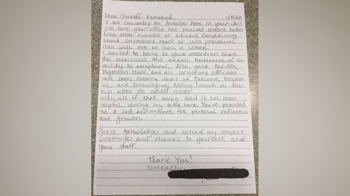 Inmate Pens ‘Thank You’ Letter To Sheriff In Minnesota | 5newsonline.com
