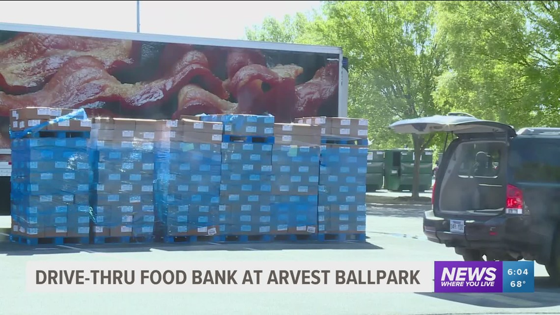Drive-thru food bank held at Arvest Ballpark | 5newsonline.com