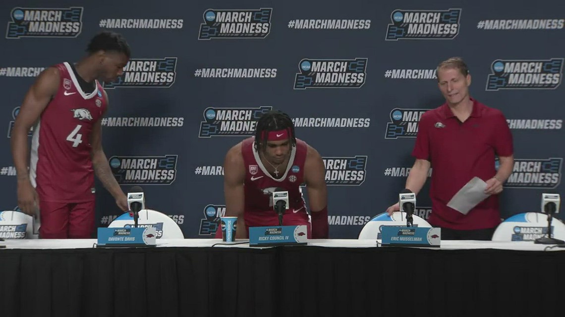Razorbacks speak to media after defeating Kansas, advancing to Sweet 16 ...