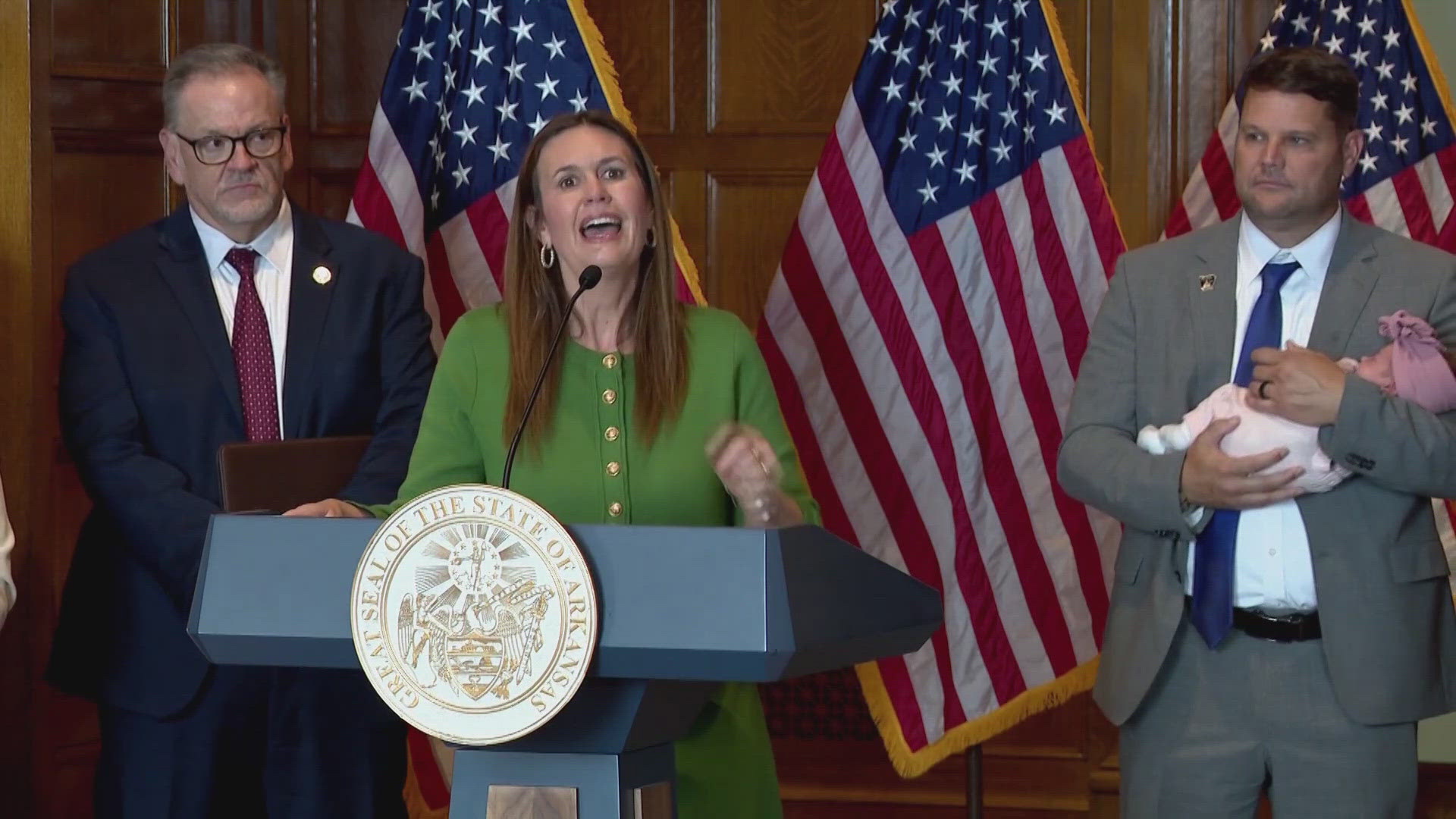 Gov. Sarah Huckabee Sanders signs next year's budget into law ...