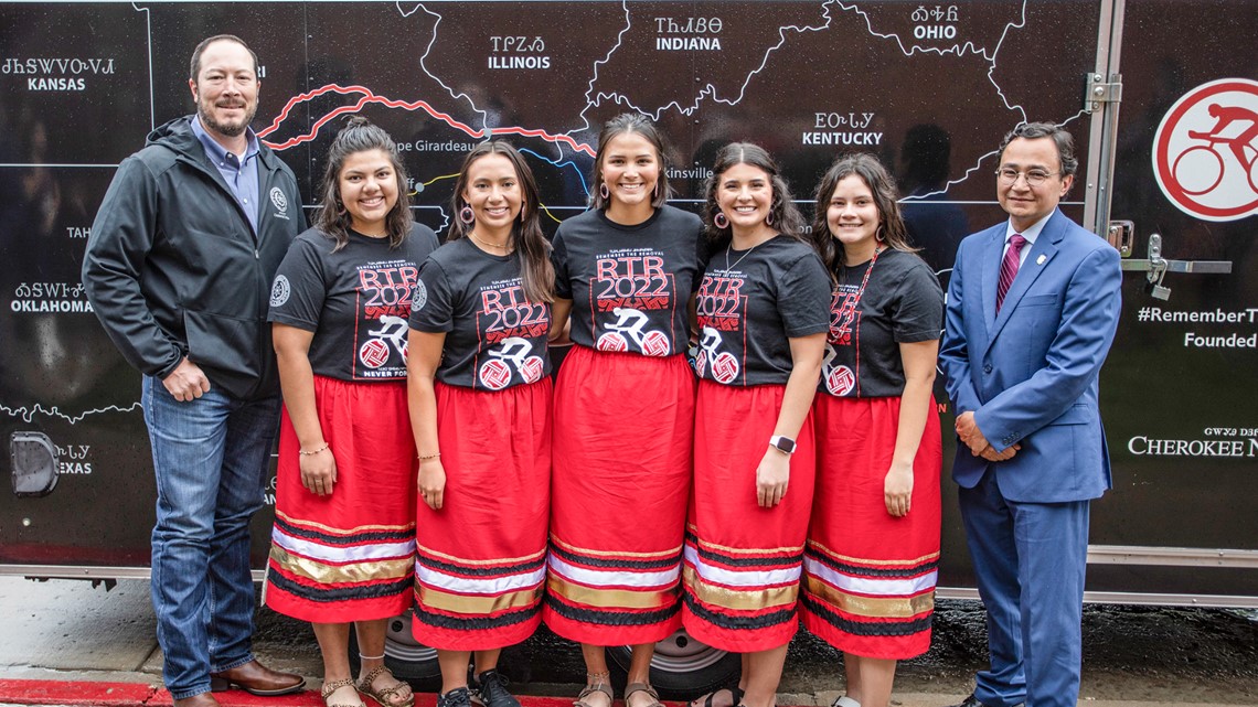 Cherokee Nation Remember Removal Bike Riders stop in Fayetteville ...