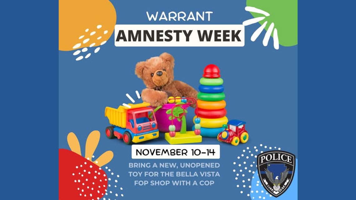 Bella Vista PD offers warrant amnesty in exchange for toy donation ...