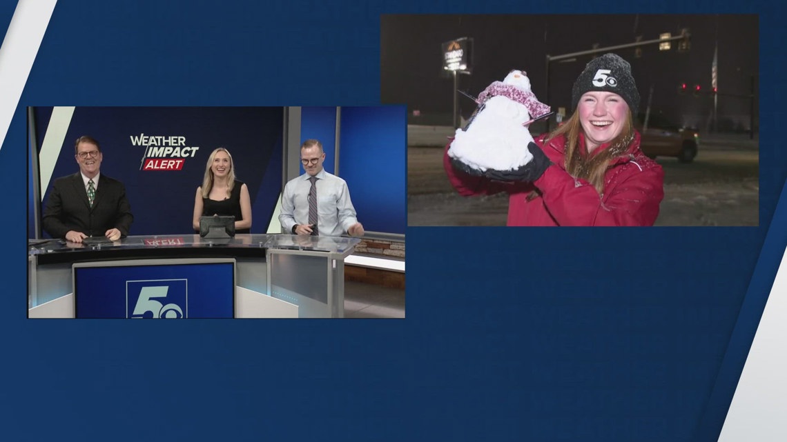 5NEWS reporter Lauren Spencer makes snowman in Oklahoma | 5newsonline.com
