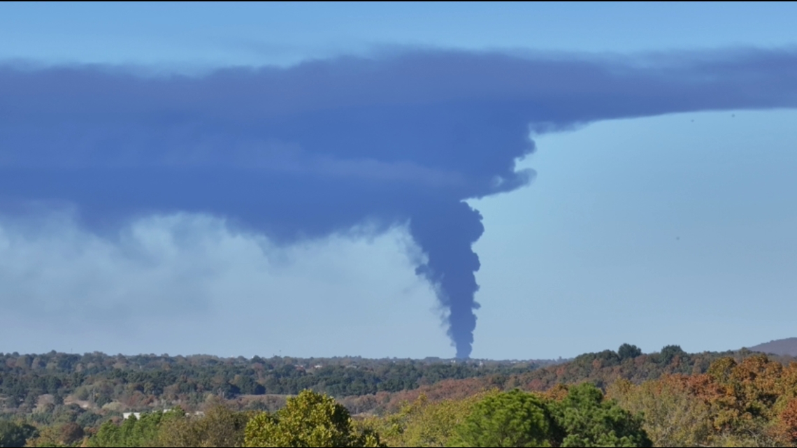Drone footage shows plume of smoke from Rogers fire | 5newsonline.com