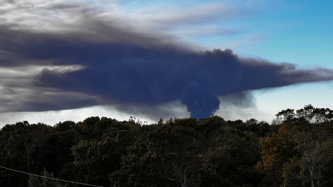 Pillar of smoke from Rogers industrial fire seen for miles ...