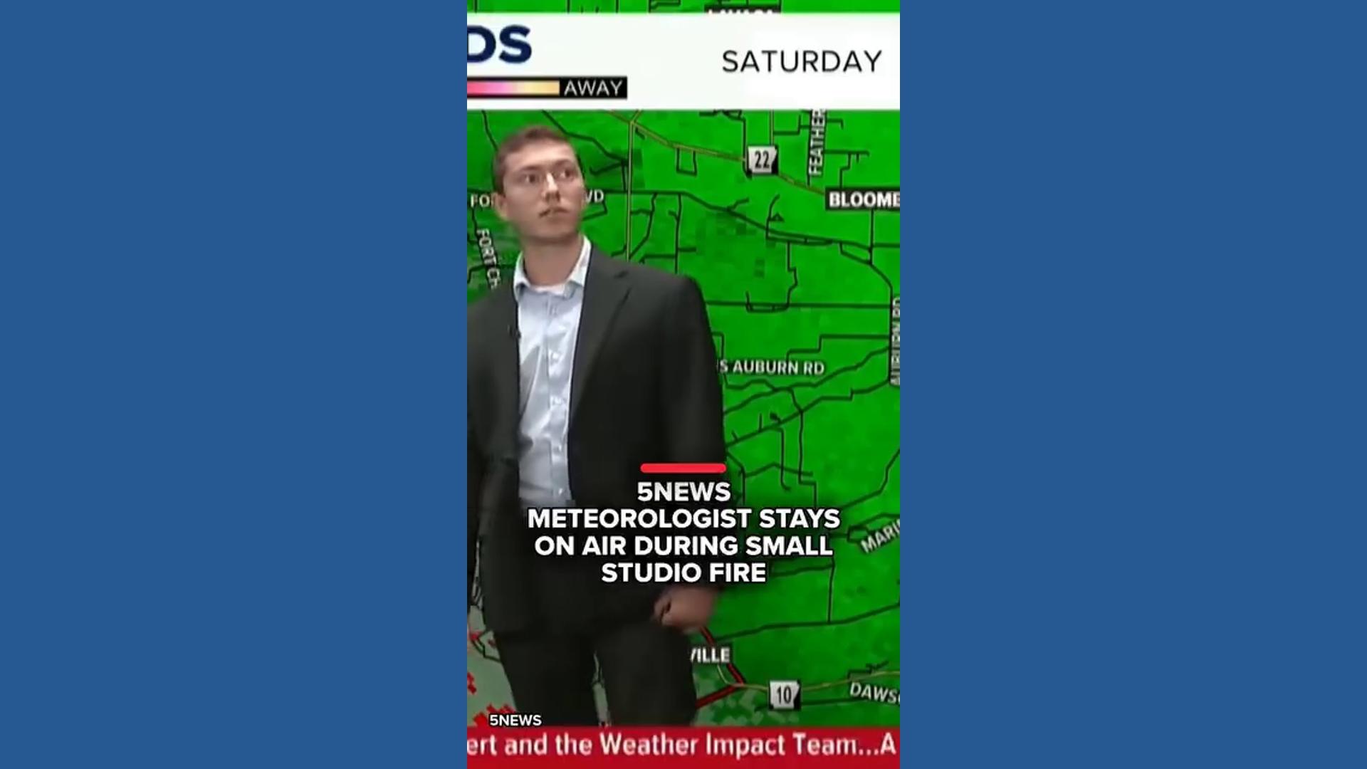 5NEWS's Noah Simmons keeps forecasting as small fire catches in studio ...