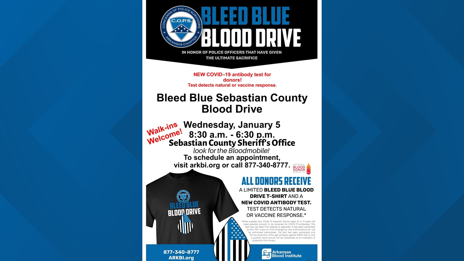 Bleed Blue Blood Drive to be held at SCSO | 5newsonline.com