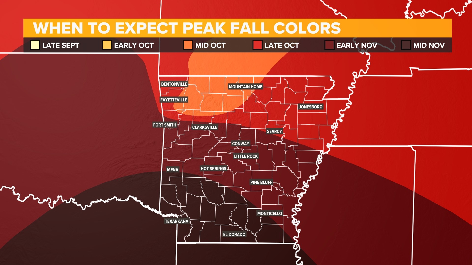 When is fall foliage at its peak in Arkansas? | 5newsonline.com