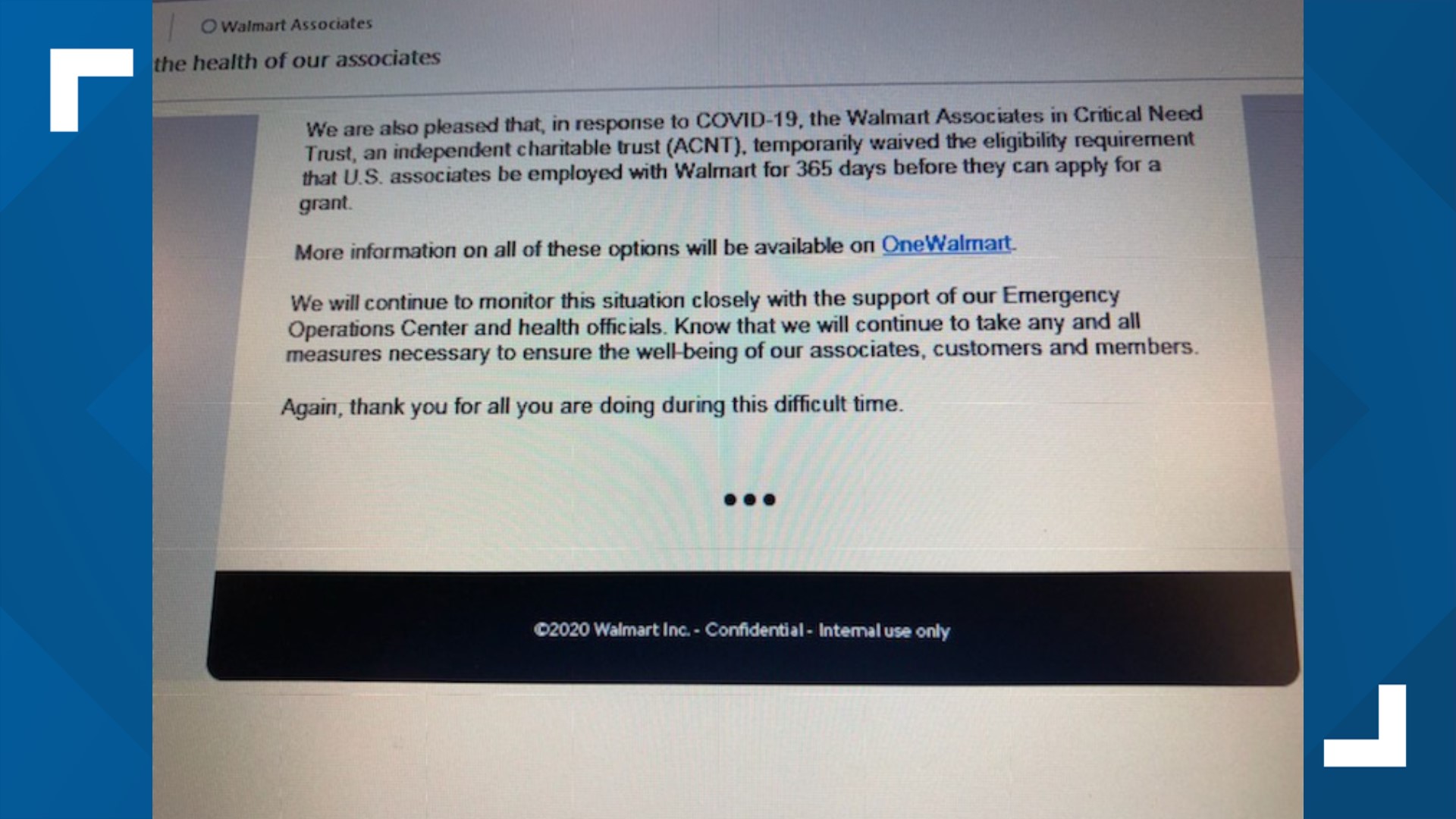 Walmart emergency leave policy memo | 5newsonline.com