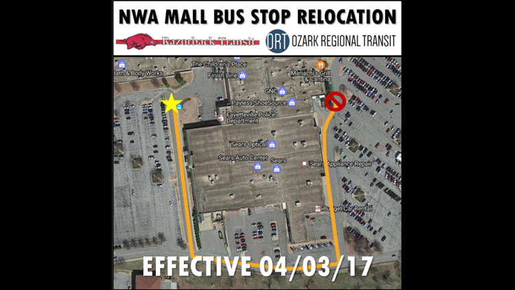 ORT & Razorback Transit Announce Relocation Of NWA Mall Bus Stop ...