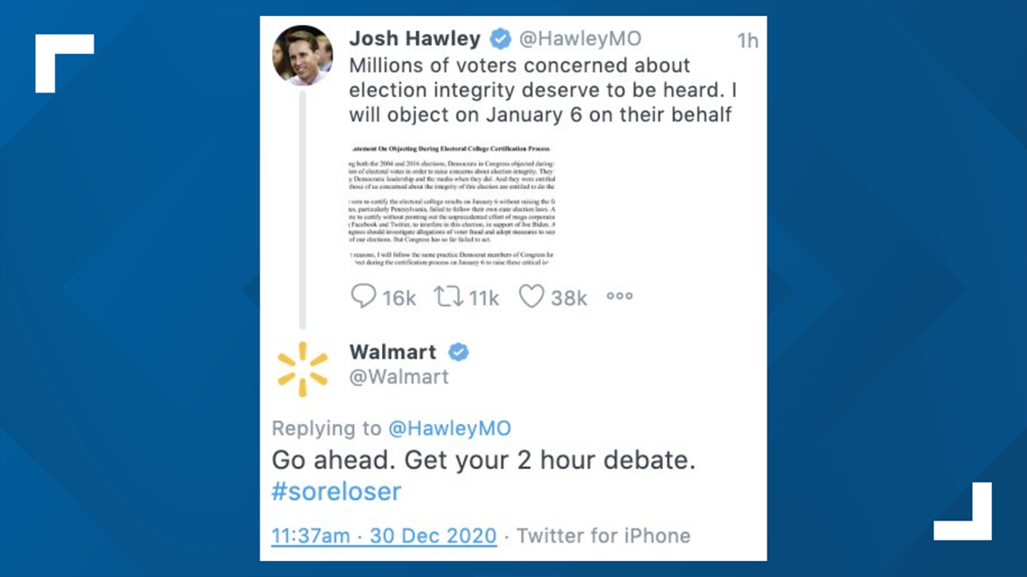 Walmart apologizes for tweet calling Missouri senator 'sore loser' for ...