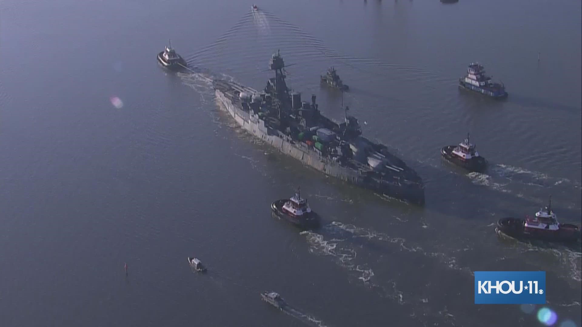 Texas Battleship Begins Journey For 35 Million Repairs