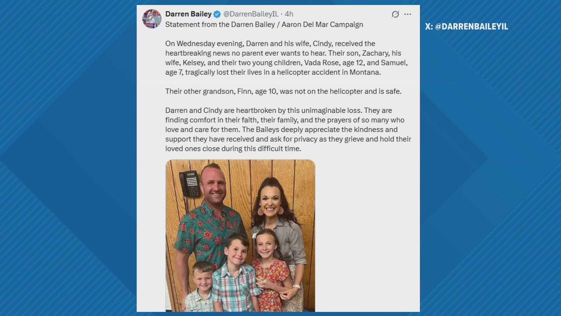 Illinois candidate for governor loses 4 family members in helicopter ...