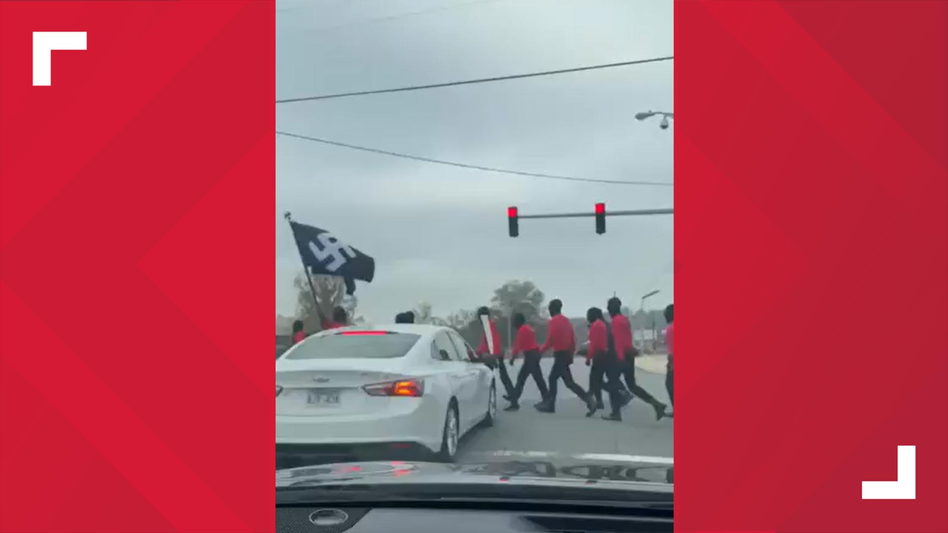 Neo-Nazi group spotted marching around Little Rock, cited for traffic ...