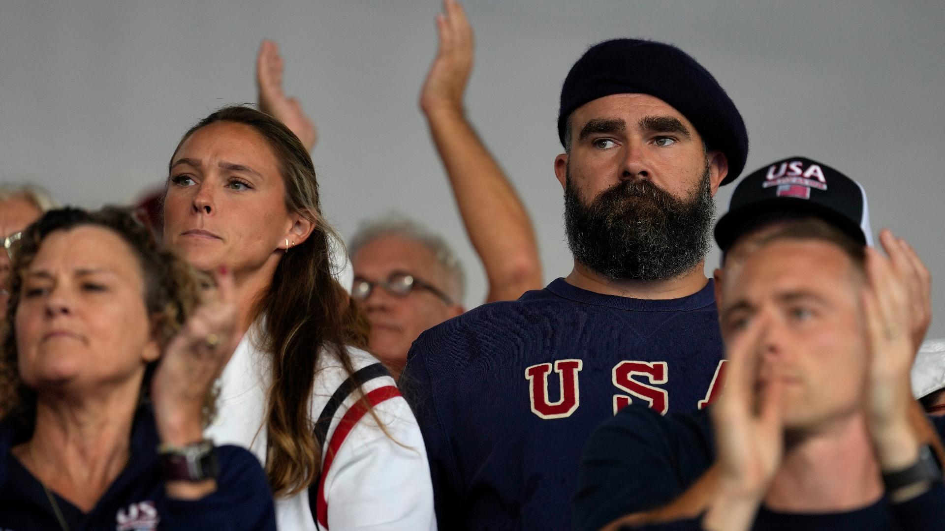 US Rugby star Sammy Sullivan meets Jason Kelce at Paris Olympics | wqad.com