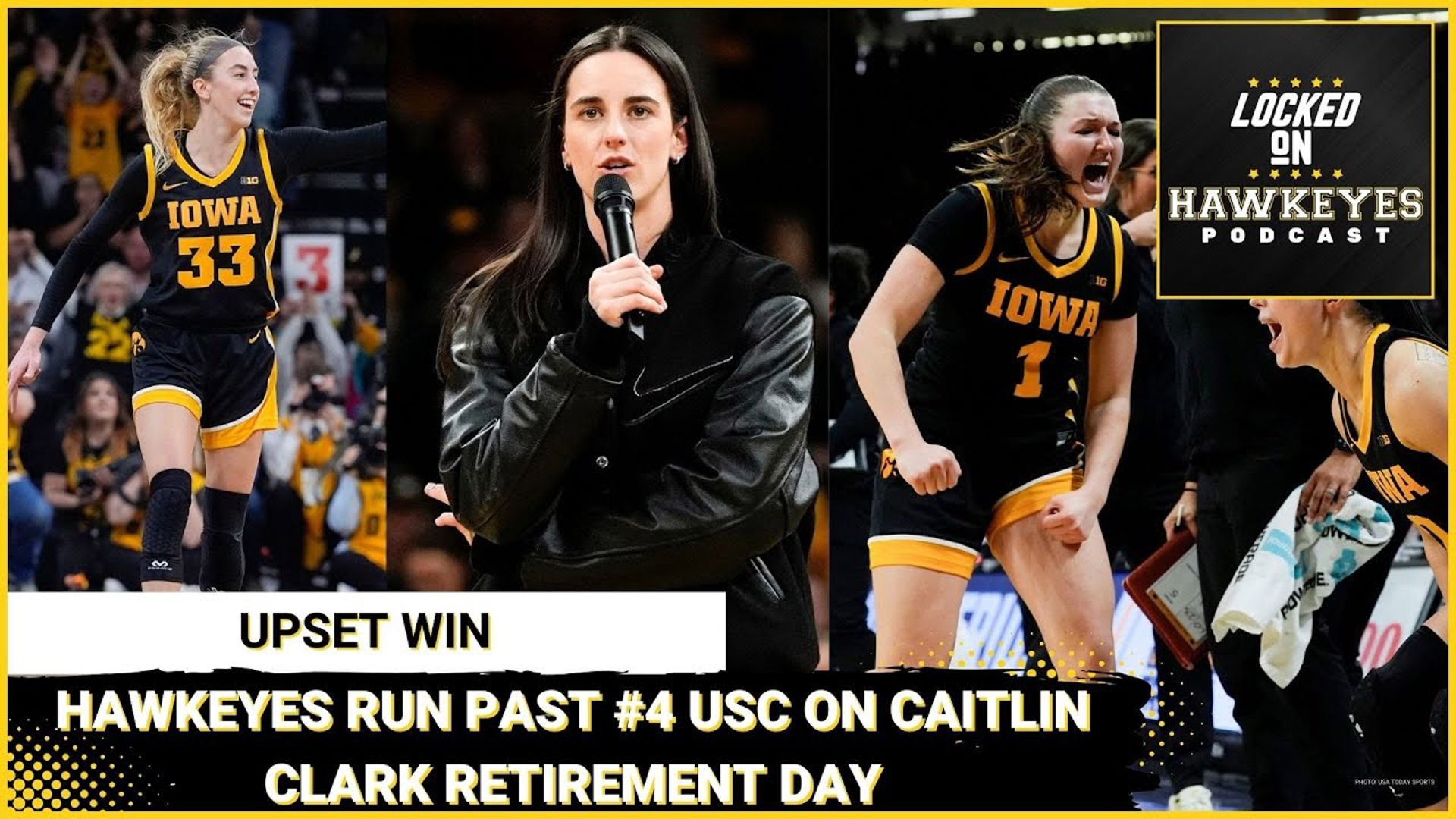 Iowa Women upsets #4 USC on Caitlin Clark Jersey Retirement Night, Iowa ...