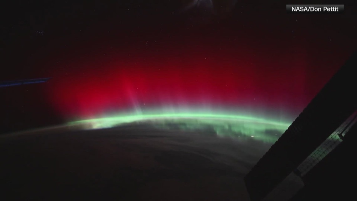 NASA astronaut captures rare red aurora from space station orbit ...