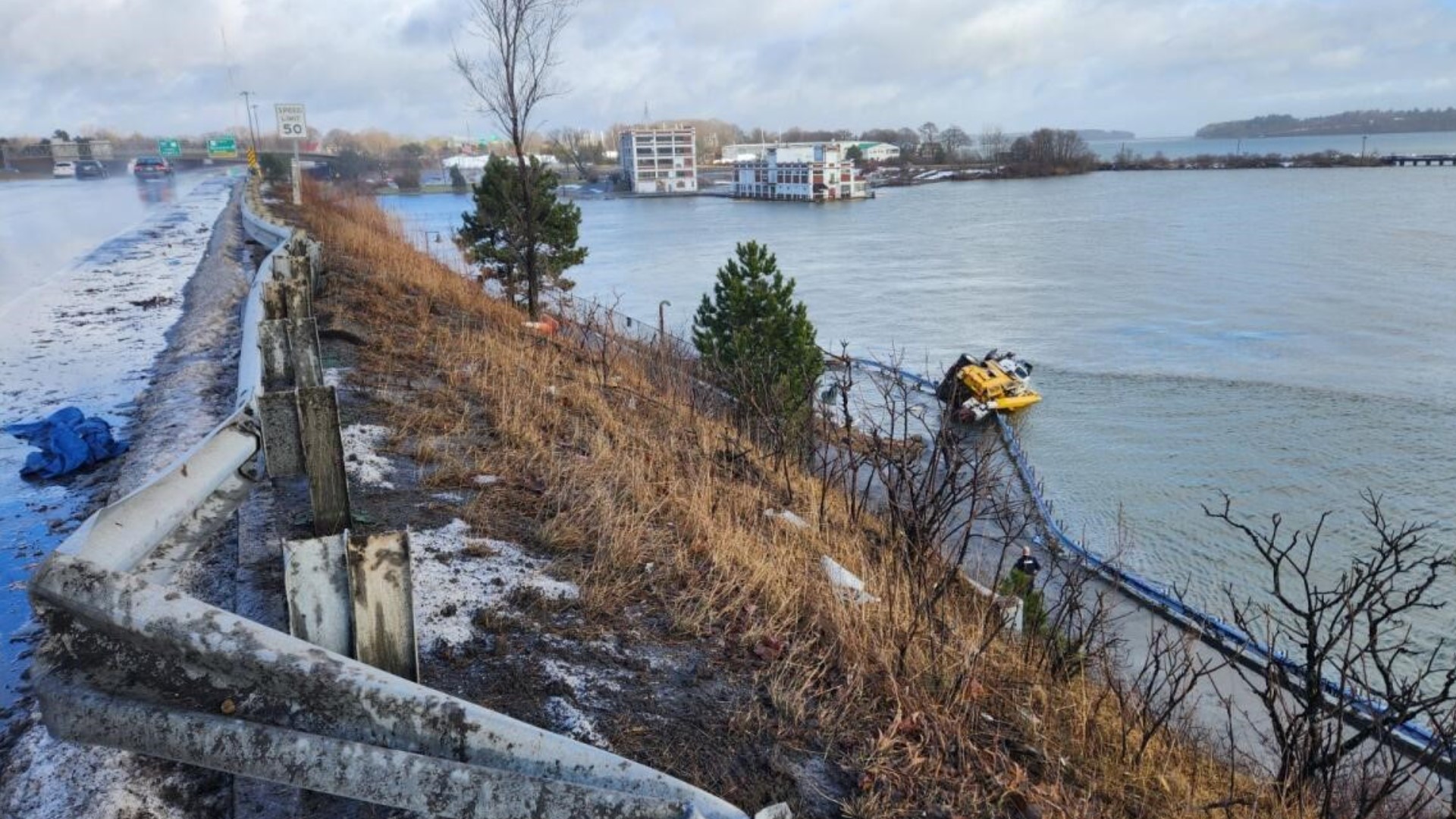 Truck goes off Tukey's Bridge in Portland, Maine | fox61.com