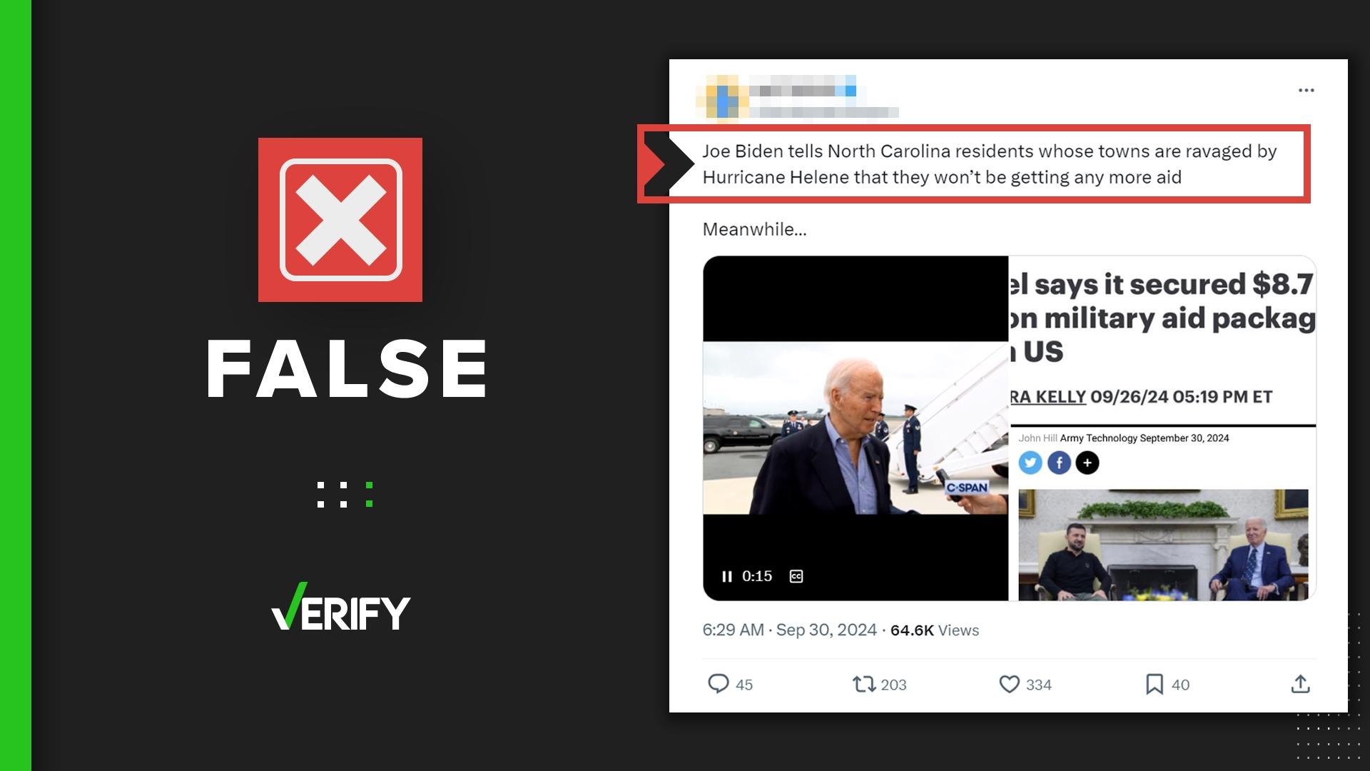 Biden didn’t say there won’t be more Hurricane Helene aid | wnep.com