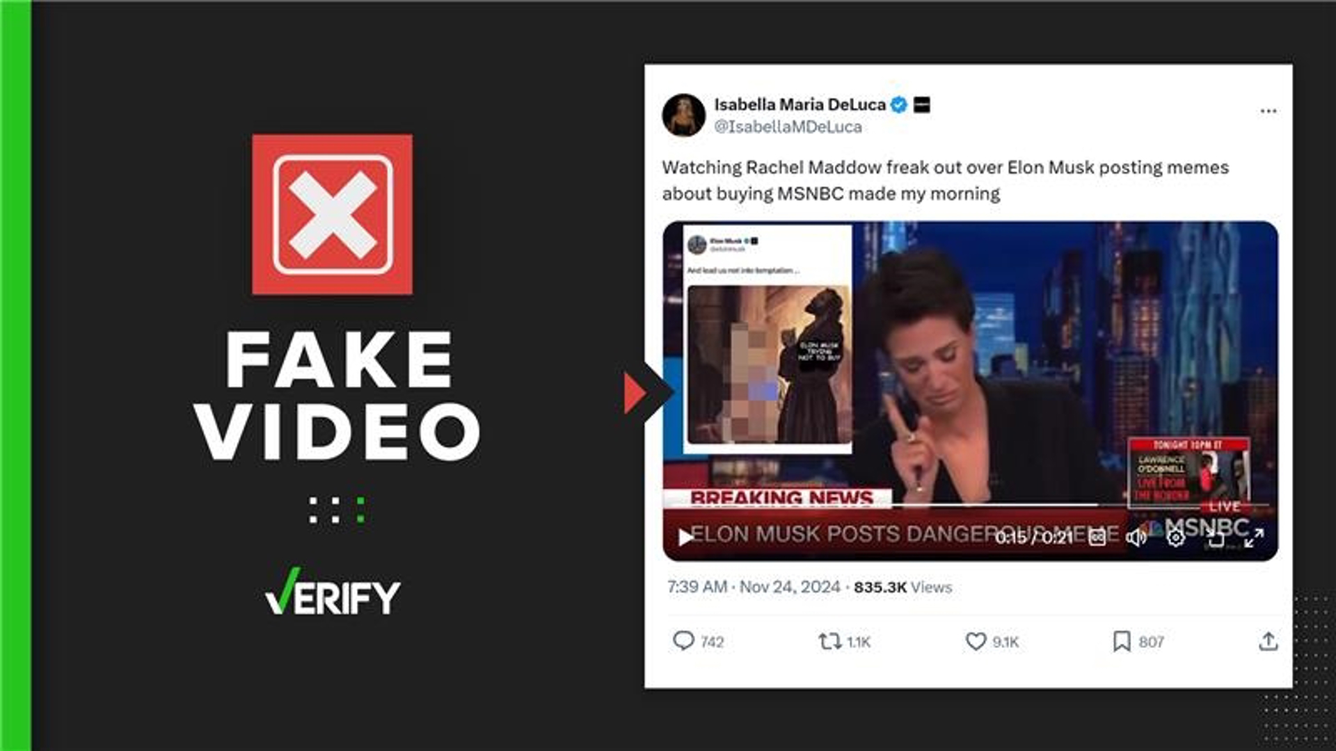 Video doesn’t show Maddow crying over Musk MSNBC meme, rumor | fox61.com