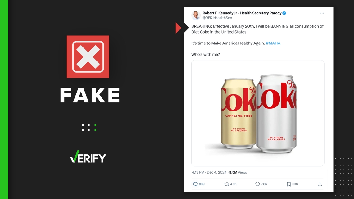 RFK Jr. has not announced plans to ban Diet Coke | wthr.com