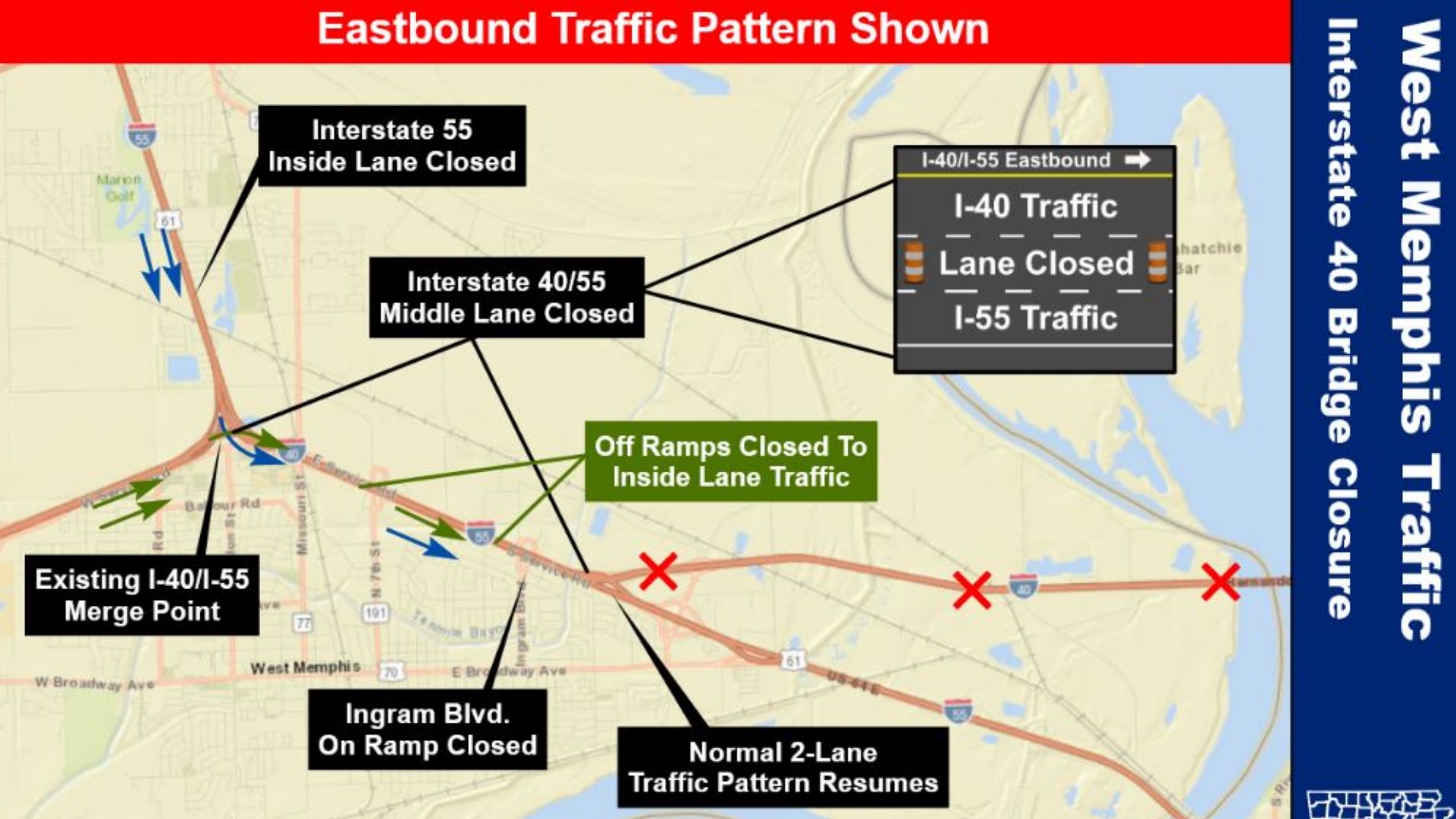 New traffic flow as repair work continues on cracked I-40 bridge ...