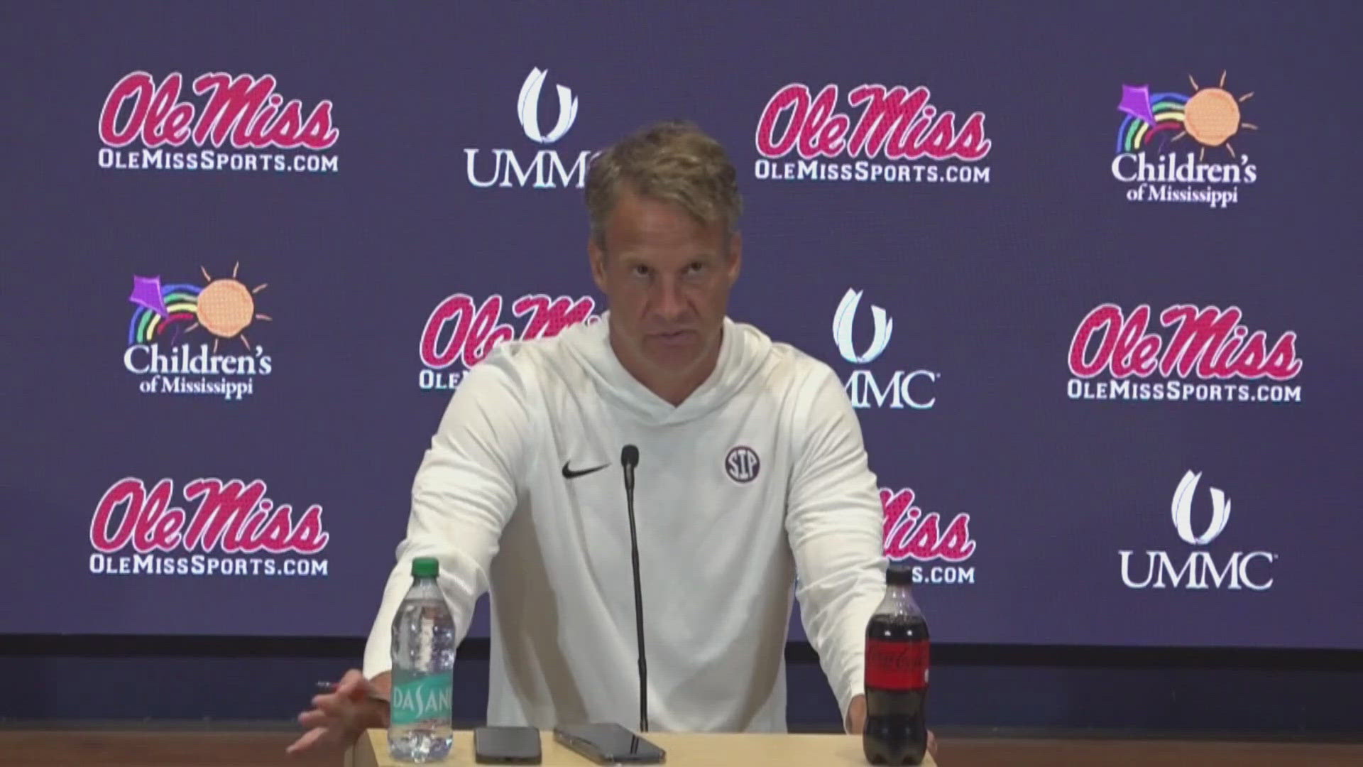 Ole Miss Football Coach Lane Kiffin addresses media on passing of ...