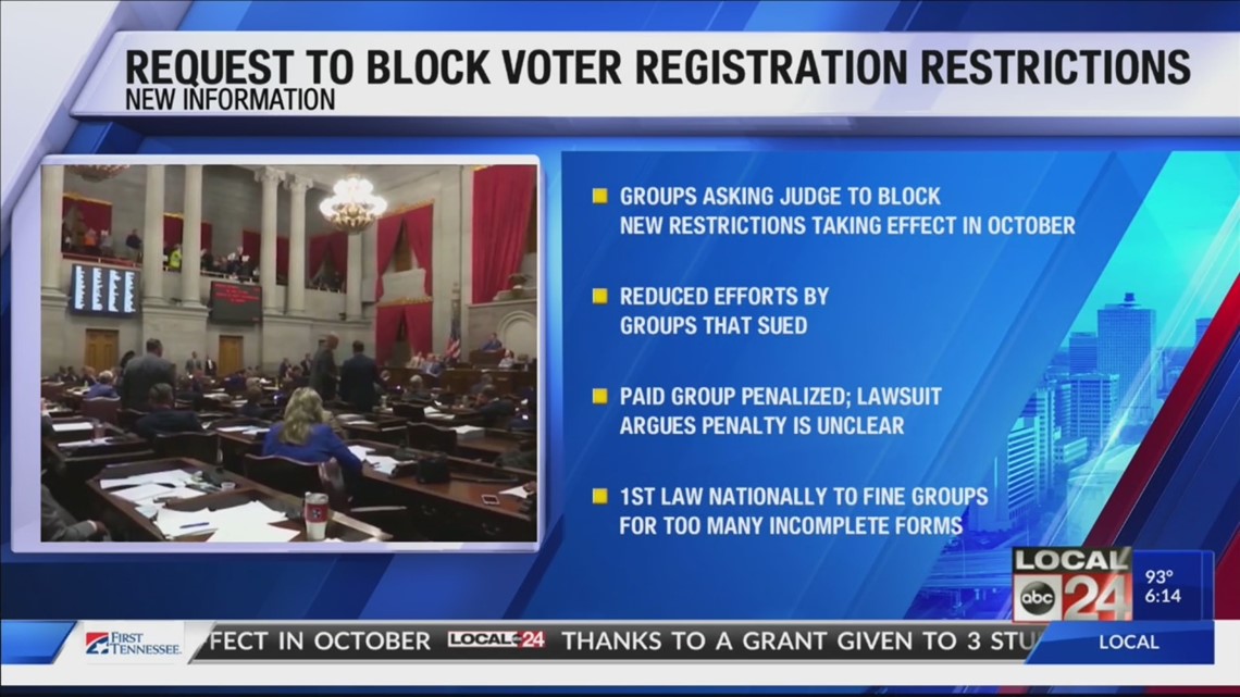Groups seek to block Tennessee voter signup penalties law ...