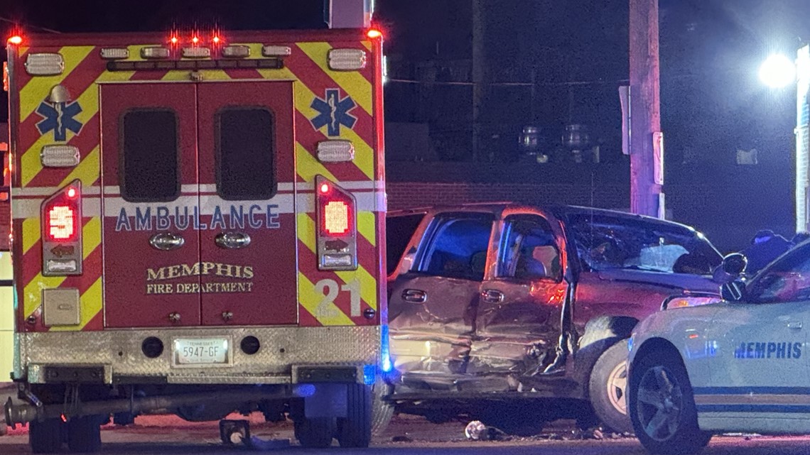 Two sent to hospital after ambulance crashes into car | localmemphis.com