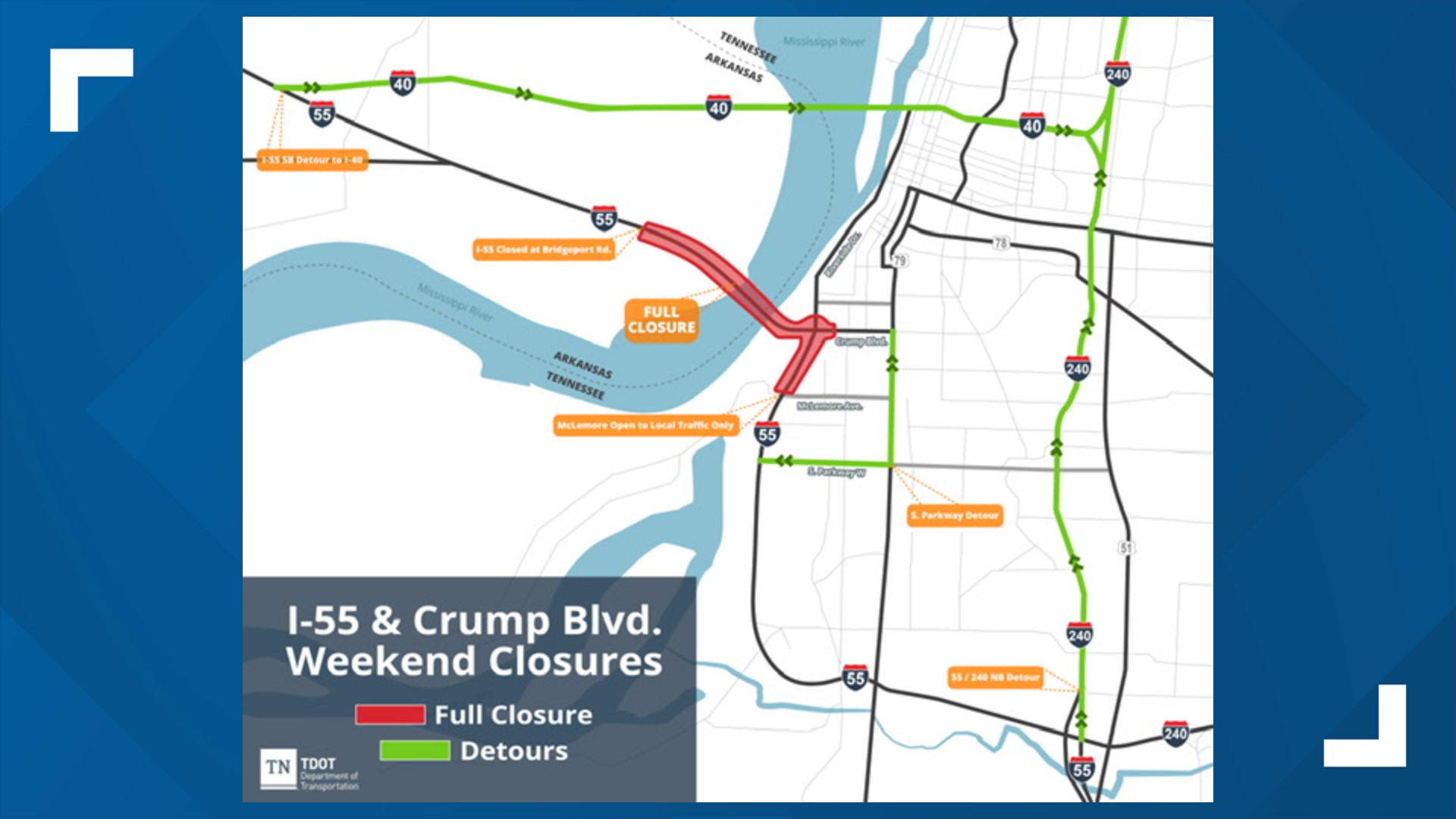 I-55 bridge to close for two weeks starting March 10 | localmemphis.com