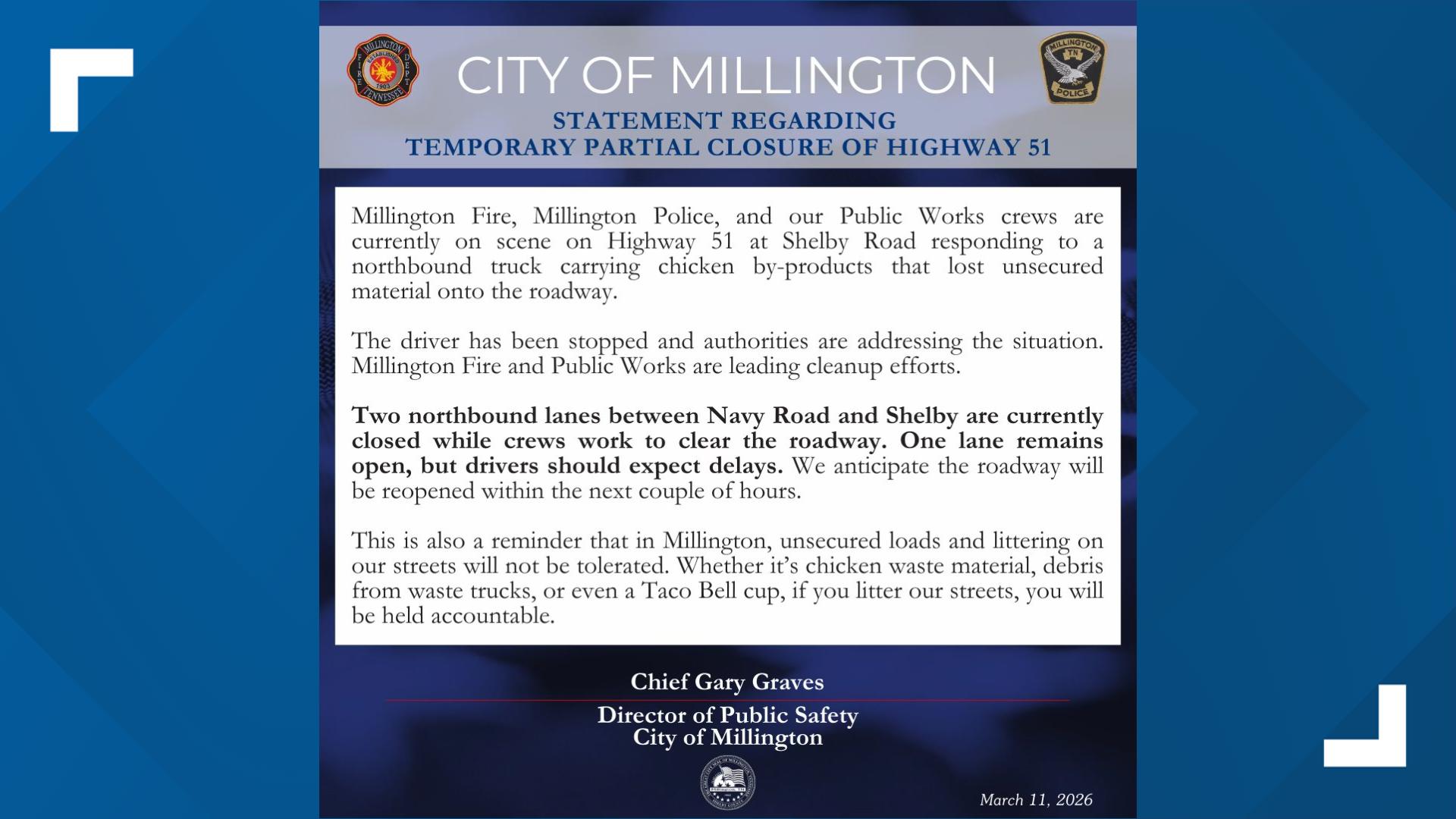 Hwy 51 in Millington closed after chicken by-products litter road ...
