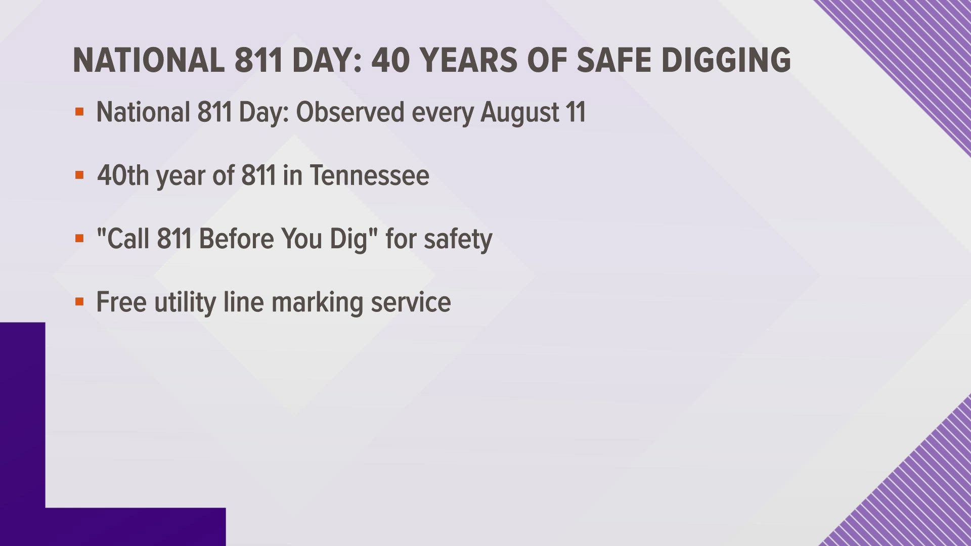 National Call 811 Day is every year on August 11 | localmemphis.com